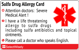 Sulfa Drug Allergy Card